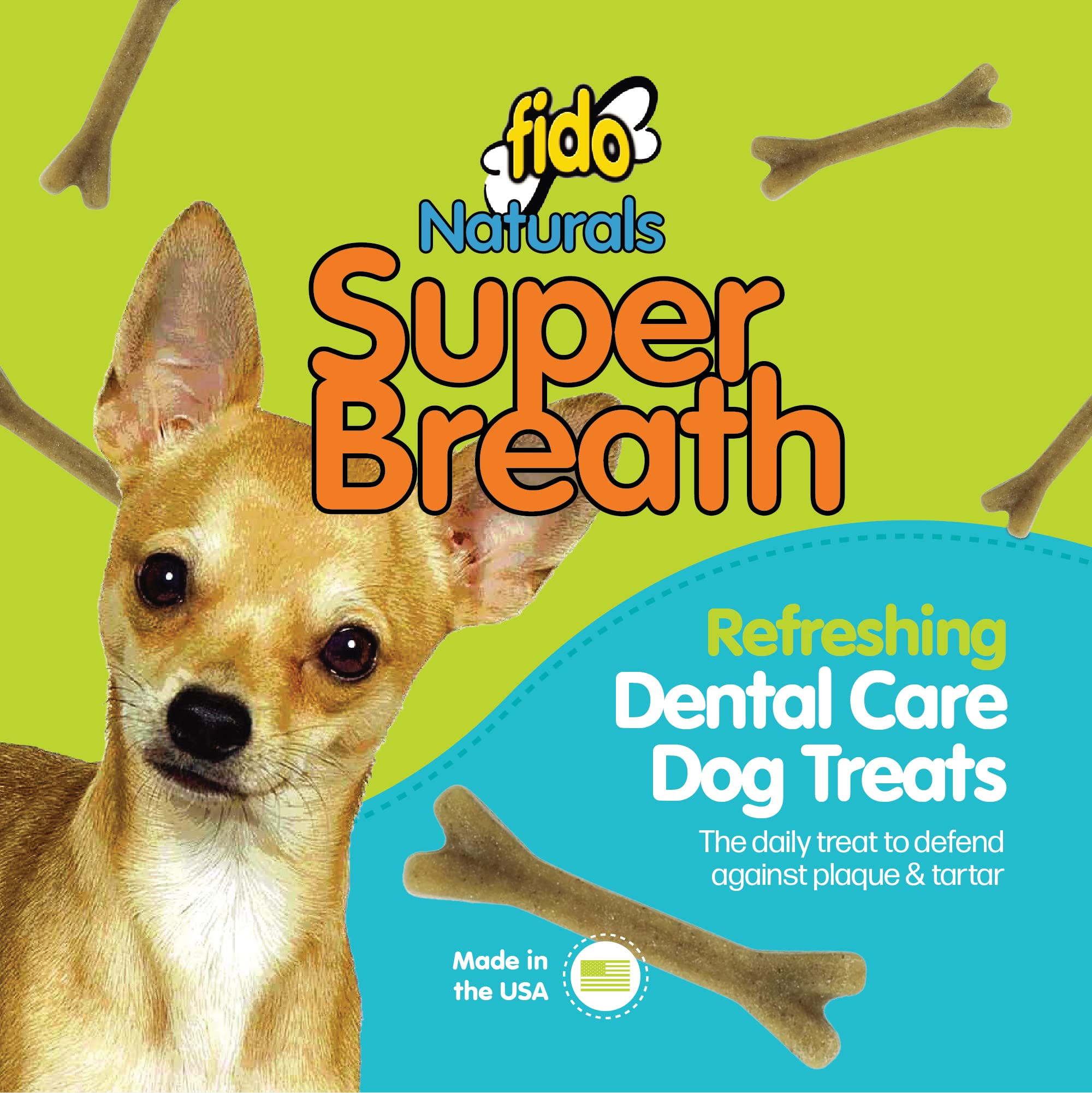 Fido Super Breath Dental Care Bones for Dogs - 21 Treats Per Pack (3 Pack) - Dog Dental Treats for Small Dogs (Made in USA) - Dog Dental Chews Help Reduce Plaque, Tartar Buildup, and Freshens Breath