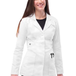 Adar Universal Stretch Lab Coat for Women - 28" Tab-Waist Lab Coat - 3300 - White - M