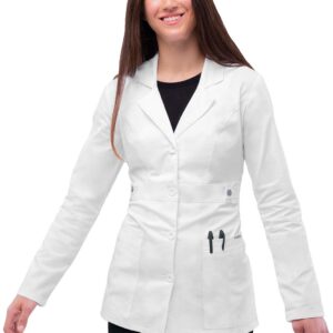 Adar Universal Stretch Lab Coat for Women - 28" Tab-Waist Lab Coat - 3300 - White - M