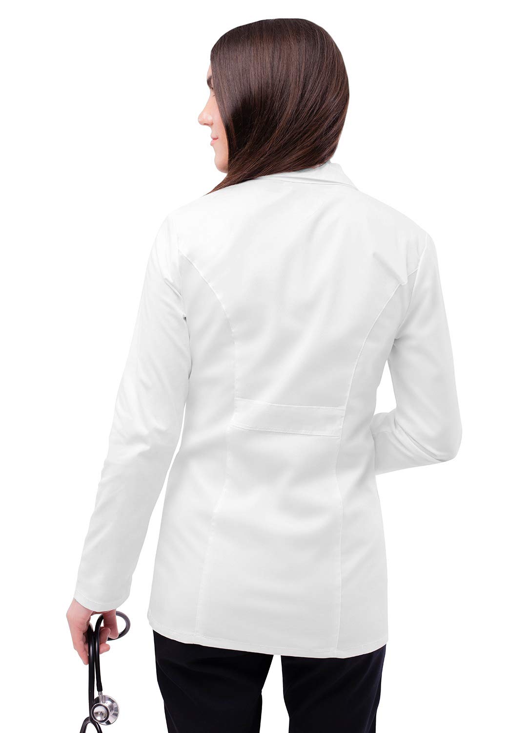 Adar Universal Stretch Lab Coat for Women - 28" Tab-Waist Lab Coat - 3300 - White - M