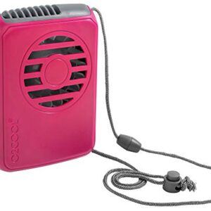 O2COOL Neck Personal Travel Battery Powered Cooling Fan, Single Pack (Raspberry)