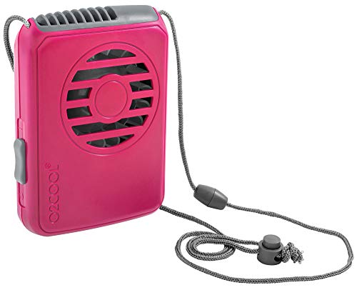 O2COOL Neck Personal Travel Battery Powered Cooling Fan, Single Pack (Raspberry)