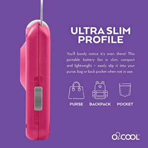 O2COOL Neck Personal Travel Battery Powered Cooling Fan, Single Pack (Raspberry)