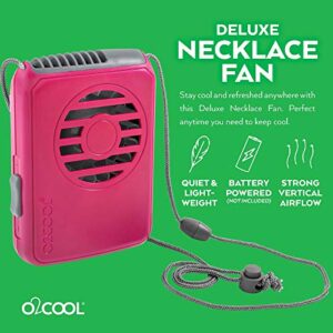 O2COOL Neck Personal Travel Battery Powered Cooling Fan, Single Pack (Raspberry)