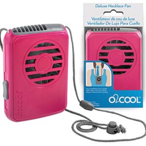 O2COOL Neck Personal Travel Battery Powered Cooling Fan, Single Pack (Raspberry)