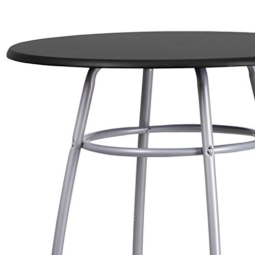 Flash Furniture Daria Bar Height Table Set with Padded Stools Black