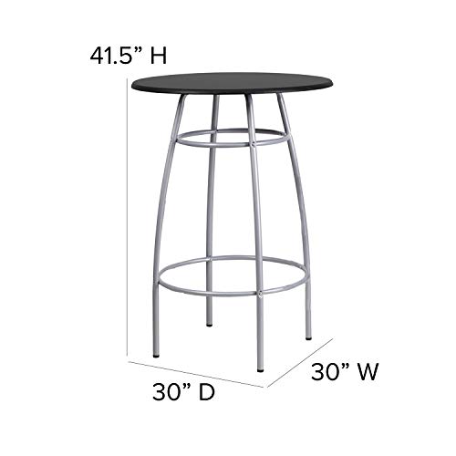 Flash Furniture Daria Bar Height Table Set with Padded Stools Black