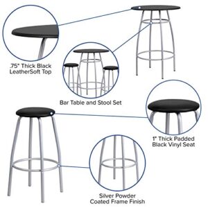 Flash Furniture Daria Bar Height Table Set with Padded Stools Black