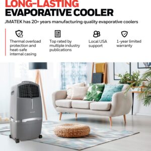 Honeywell 525 CFM Indoor Portable Evaporative Air Cooler, Fan & Humidifier with Ice Compartment & Remote, Gray