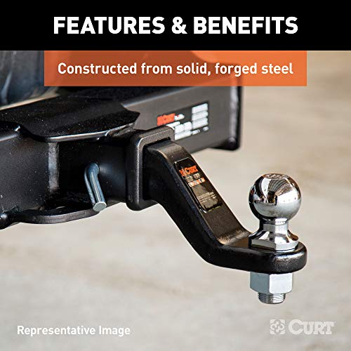 CURT 45456 Commercial Duty Forged Trailer Hitch Ball Mount, Fits 2-1/2-Inch Receiver, 20,000 lbs, 1-1/4-Inch Hole, 2-Inch Drop, 1/2-Inch Rise