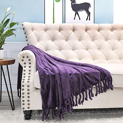 Home Soft Things Braided Bed Couch Throw Blankets, BlackBerry Wine, 50'' x 60'', Soft Fluffy Cozy Throw Blanket Accent Stylish Couch Cover Home Décor