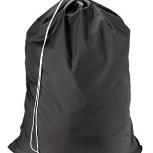 Handy Laundry Nylon Laundry Bag, Locking Drawstring Closure and Machine Washable, These Large Bags will Fit a Laundry Basket or Hamper and Strong Enough to Carry up to Two Loads of Clothes, (Black)