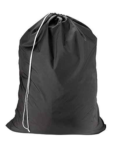 Handy Laundry Nylon Laundry Bag, Locking Drawstring Closure and Machine Washable, These Large Bags will Fit a Laundry Basket or Hamper and Strong Enough to Carry up to Two Loads of Clothes, (Black)