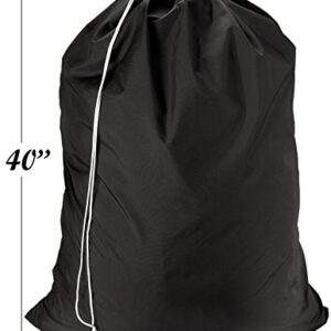 Handy Laundry Nylon Laundry Bag, Locking Drawstring Closure and Machine Washable, These Large Bags will Fit a Laundry Basket or Hamper and Strong Enough to Carry up to Two Loads of Clothes, (Black)