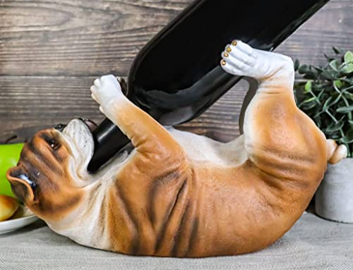 Ebros Lifelike Purebreed Pedigree Canine Adorable American Bulldog Dog Wine Bottle Holder Figurine Statue As Kitchen Wine Cellar Centerpiece Decor Storage Organizer (American Bulldog)