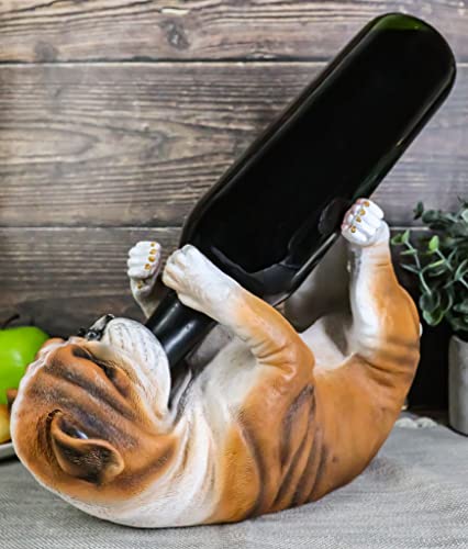 Ebros Lifelike Purebreed Pedigree Canine Adorable American Bulldog Dog Wine Bottle Holder Figurine Statue As Kitchen Wine Cellar Centerpiece Decor Storage Organizer (American Bulldog)