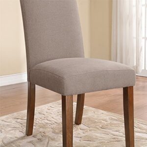 Dorel Living Linen Upholstered Parsons Chairs, Set of 2, Taupe/Pine