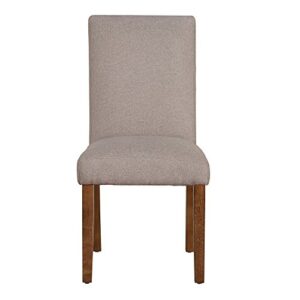 Dorel Living Linen Upholstered Parsons Chairs, Set of 2, Taupe/Pine