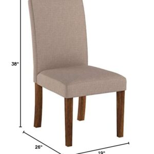 Dorel Living Linen Upholstered Parsons Chairs, Set of 2, Taupe/Pine