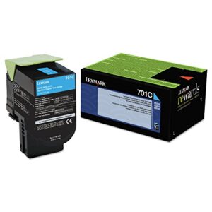 lexmark 70c10c0 toner cartridge (701c), cyan - in retail packaging