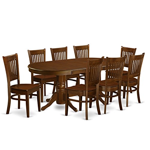 EAST WEST FURNITURE 9 Pc Dining room set for 8 Dining Table with Leaf and 8 Kitchen Dining Chairs