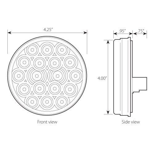 GG Grand General 76016 4 Inches Fleet Red/Clear 18 LED 3 Pin Round Plug Stop/Turn/Tail Sealed Light