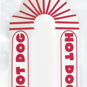 Unique Striped Paper Hot Dog Trays, 8" x 4", Red & White