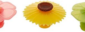 Charles Viancin Wine Bottle Stopper-Lily Pad, Sunflower & Hibiscus, Set of 3, multicolor