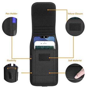 AISCELL Universal Clip Holster Carrying Case(Heavy Duty Black Nylon Pouch Metal Clip Case 6.60''x3.75''x0.80'') for Galaxy S22+,S22,S21+, S21, S20, S10, S10e, A6, S9, Fit Thick Protective Cover on