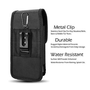 AISCELL Universal Clip Holster Carrying Case(Heavy Duty Black Nylon Pouch Metal Clip Case 6.60''x3.75''x0.80'') for Galaxy S22+,S22,S21+, S21, S20, S10, S10e, A6, S9, Fit Thick Protective Cover on