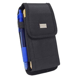 AISCELL Universal Clip Holster Carrying Case(Heavy Duty Black Nylon Pouch Metal Clip Case 6.60''x3.75''x0.80'') for Galaxy S22+,S22,S21+, S21, S20, S10, S10e, A6, S9, Fit Thick Protective Cover on