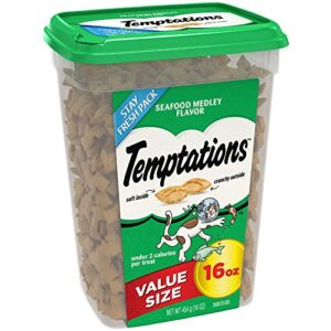 temptations classic cat treats seafood medley flavor, 16 oz. tub