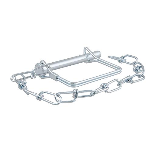 CURT 25034 Trailer Coupler Pin with 12-Inch Chain, 5/16-Inch Diameter x 3-Inch Long, Clear ZINC