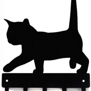 The Metal Peddler Cat #2 Kitten Key Rack & Hanger - Small 6 inch Wide - Made in USA; Wall Mounted Holder for cat Lovers