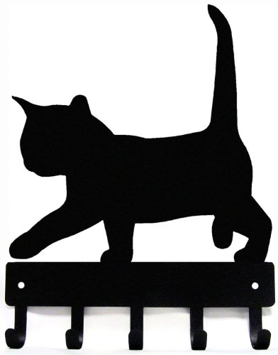 The Metal Peddler Cat #2 Kitten Key Rack & Hanger - Small 6 inch Wide - Made in USA; Wall Mounted Holder for cat Lovers