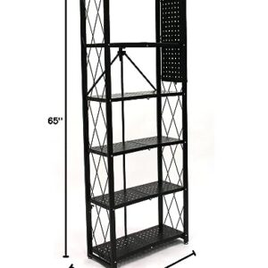 Origami 6-Shelf Bookcase | Open Style, Organizer Deco Rack, Large Book shelf, Tall Bookcase, Living room shelving, Freestanding, No assembly/no tools required, Modern Vertical Furniture | Black