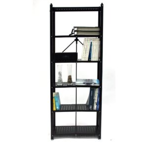 Origami 6-Shelf Bookcase | Open Style, Organizer Deco Rack, Large Book shelf, Tall Bookcase, Living room shelving, Freestanding, No assembly/no tools required, Modern Vertical Furniture | Black