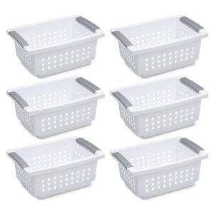 sterilite 16608006 small stacking basket, white basket w/ titanium accents, 6-pack