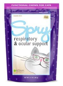 in clover spry daily respiratory and ocular support soft chews for cats, with l-lysine, superfoods, and prebiotics for a strong immune system, 2.1 oz. (60 count)