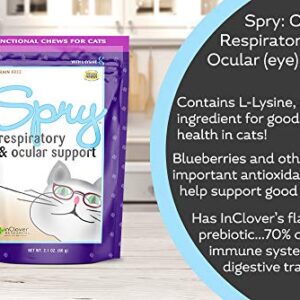 In Clover Spry Daily Respiratory and Ocular Support Soft Chews for Cats, with L-Lysine, Superfoods, and Prebiotics for a Strong Immune System, 2.1 oz. (60 count)