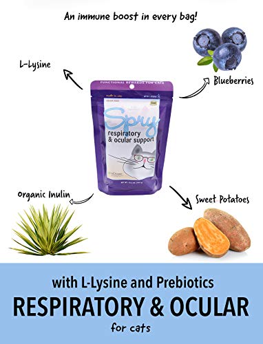 In Clover Spry Daily Respiratory and Ocular Support Soft Chews for Cats, with L-Lysine, Superfoods, and Prebiotics for a Strong Immune System, 2.1 oz. (60 count)