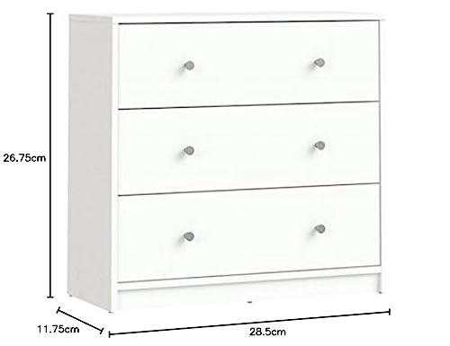 Tvilum Portland 3 Drawer Chest, White