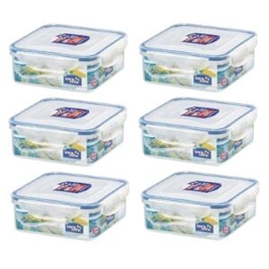 (pack of 6) lock & lock airtight square food storage container 29.41-oz / 3.68-cup