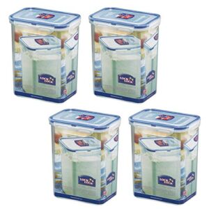 LocknLock Easy Essentials Airtight Rectangular Tall Food Storage Container 7.61 Cup, 4 Piece, Clear