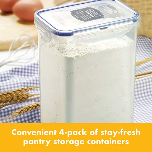 LocknLock Easy Essentials Airtight Rectangular Tall Food Storage Container 7.61 Cup, 4 Piece, Clear