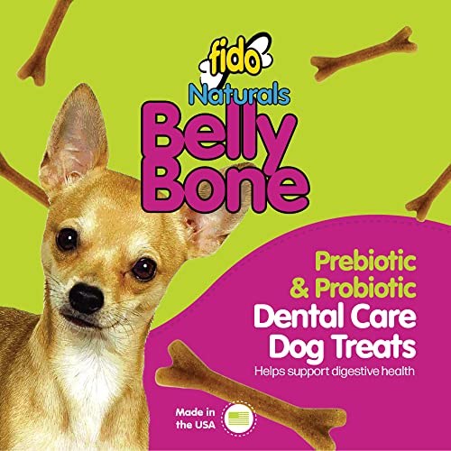 Fido Belly Bones for Dogs, Yogurt Flavored Mini Dog Dental Treats - 21 Treats Per Pack (3 Pack) - for Small Dogs (Made in USA) - Plaque and Tartar Control for Fresh Breath, Digestive Health Support