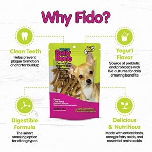 Fido Belly Bones for Dogs, Yogurt Flavored Mini Dog Dental Treats - 21 Treats Per Pack (3 Pack) - for Small Dogs (Made in USA) - Plaque and Tartar Control for Fresh Breath, Digestive Health Support