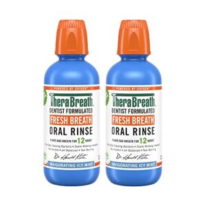 therabreath fresh breath dentist formulated oral rinse, icy mint, 16 fl oz (pack of 2)