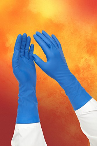 Adenna HER008 Hero 14 mil Powder-Free Latex Gloves, Extended Cuff, Medical Grade, Blue, X-Large, Box of 50