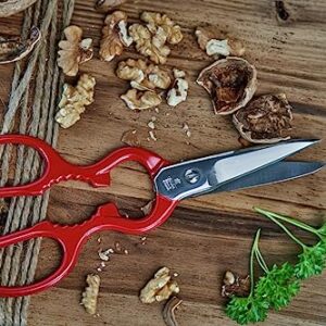 Zwilling Kitchen Shears, Multi-Purpose, Bottle Opener, Jar Lid Lifter, Dishwasher Safe, Heavy Duty, Forged Stainless Steel Blades, Red 7.9-inch